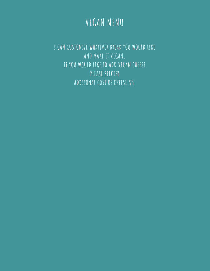 MENU – The Bread Lady